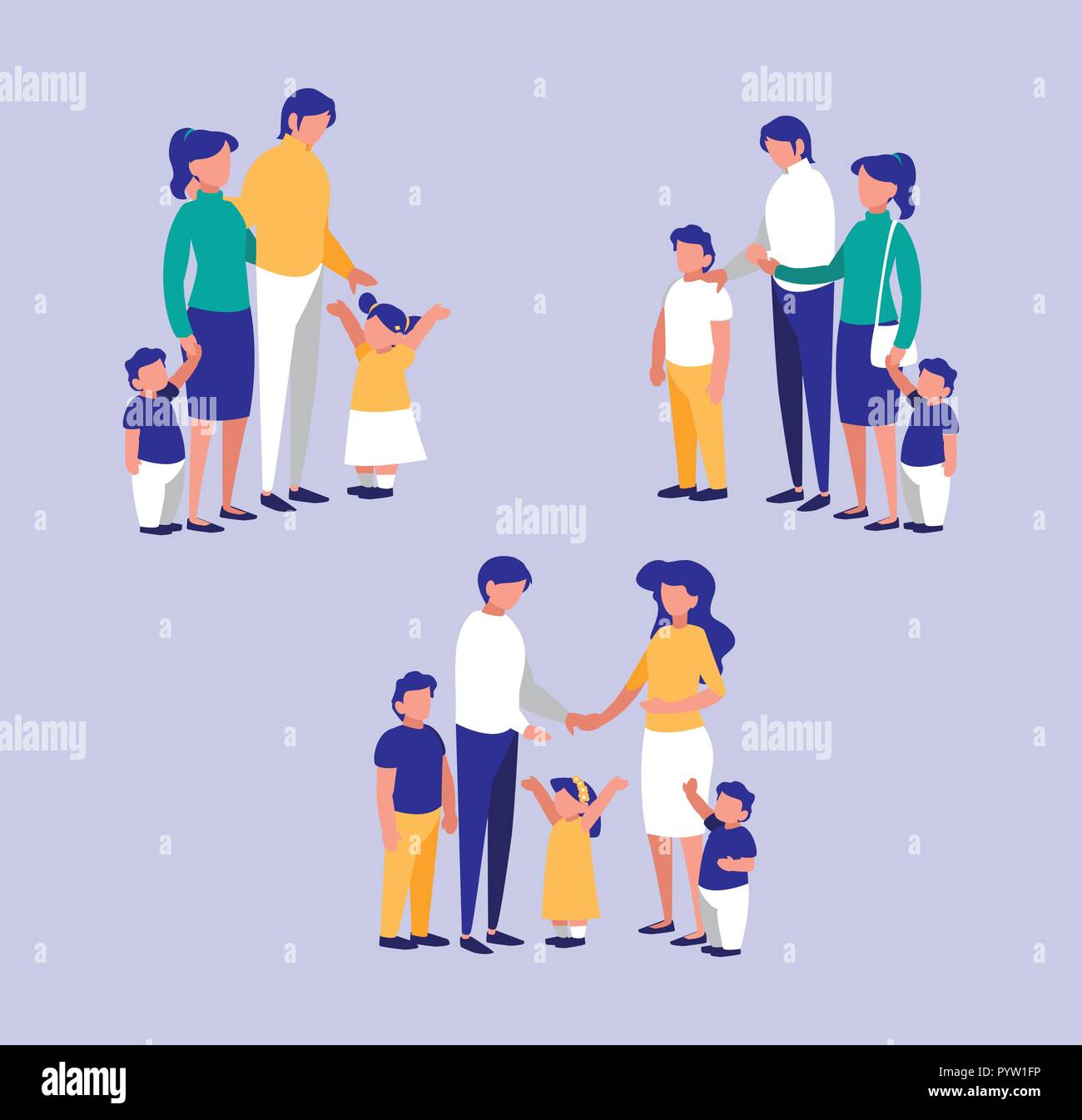 cute family members avatar character vector illustration design Stock ...