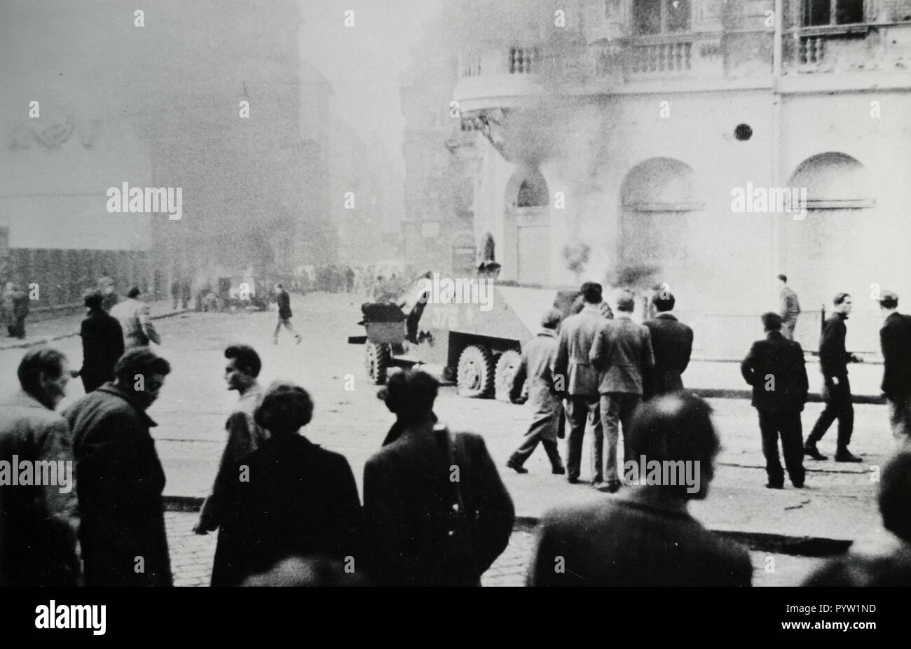 Soviet Union tanks in the streets, Budapest, Hungary 1956 Stock Photo ...