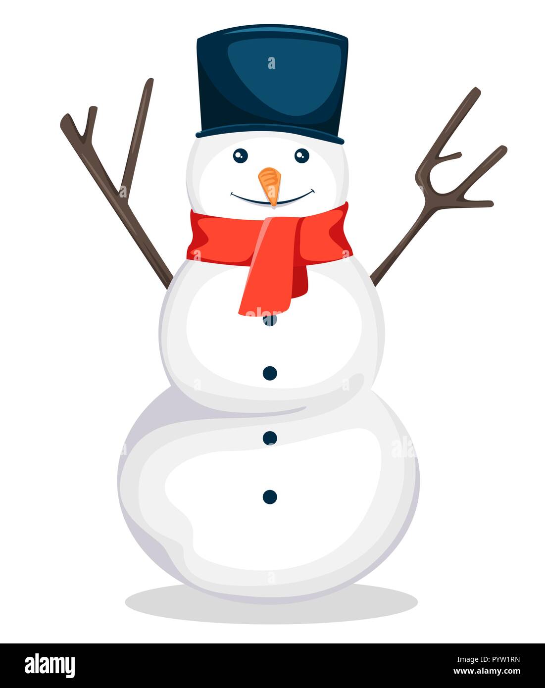 Merry Christmas greeting card with snowman, funny cartoon character ...