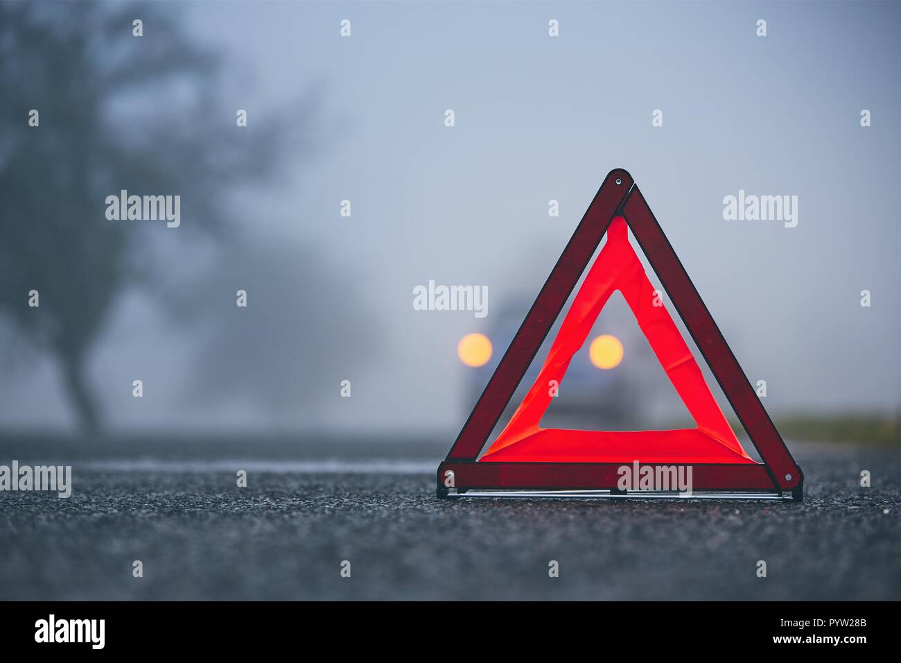 Driving red warning triangle hi-res stock photography and images - Alamy