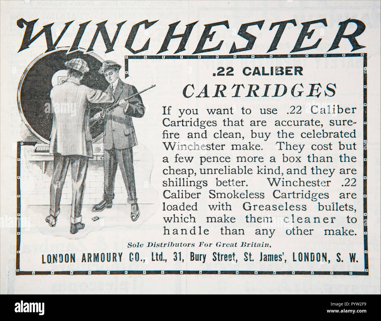 An old Winchester advert for .22 calibre cartridges. From a British ...