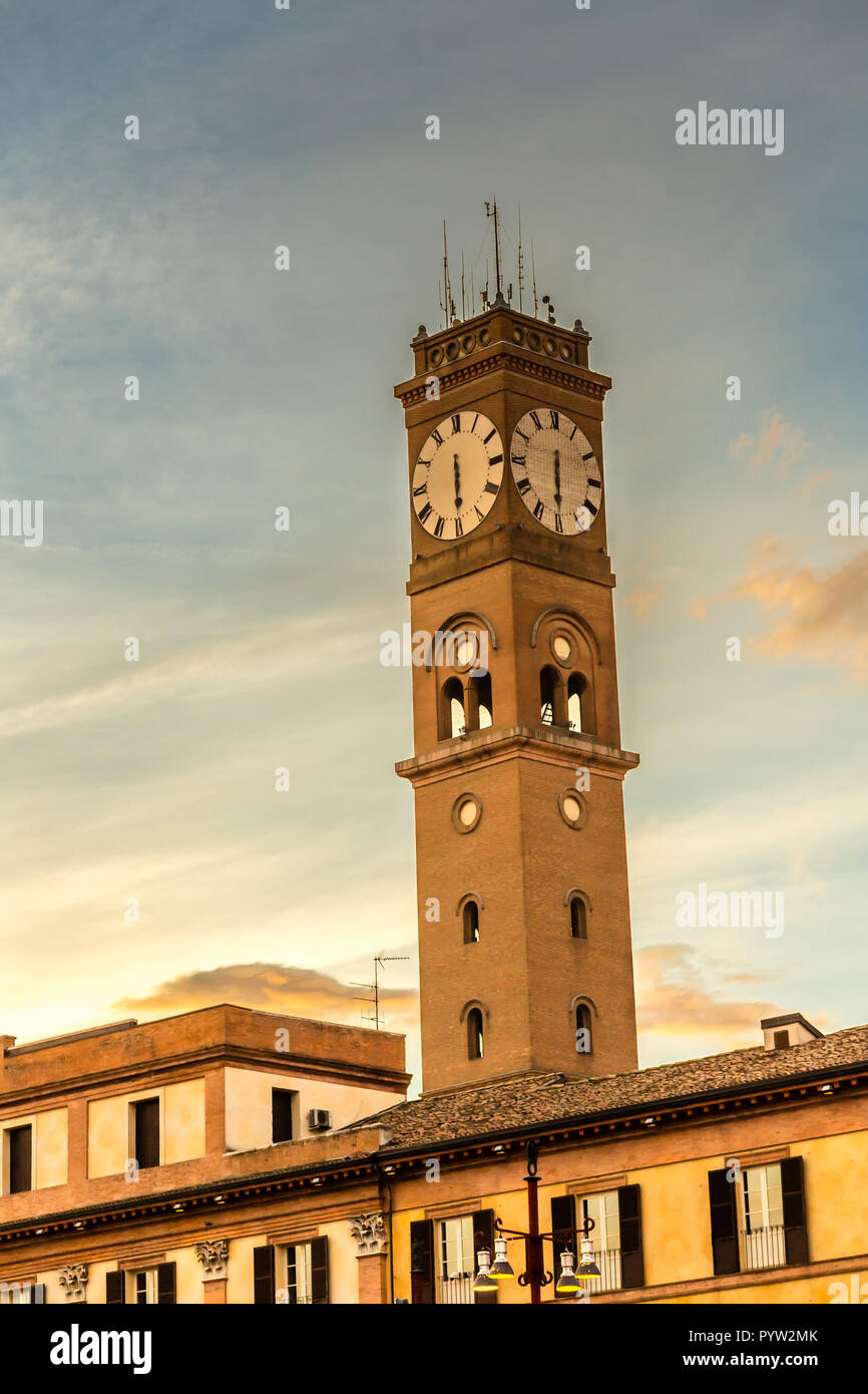 ancient clock tower on sky background Stock Photo - Alamy