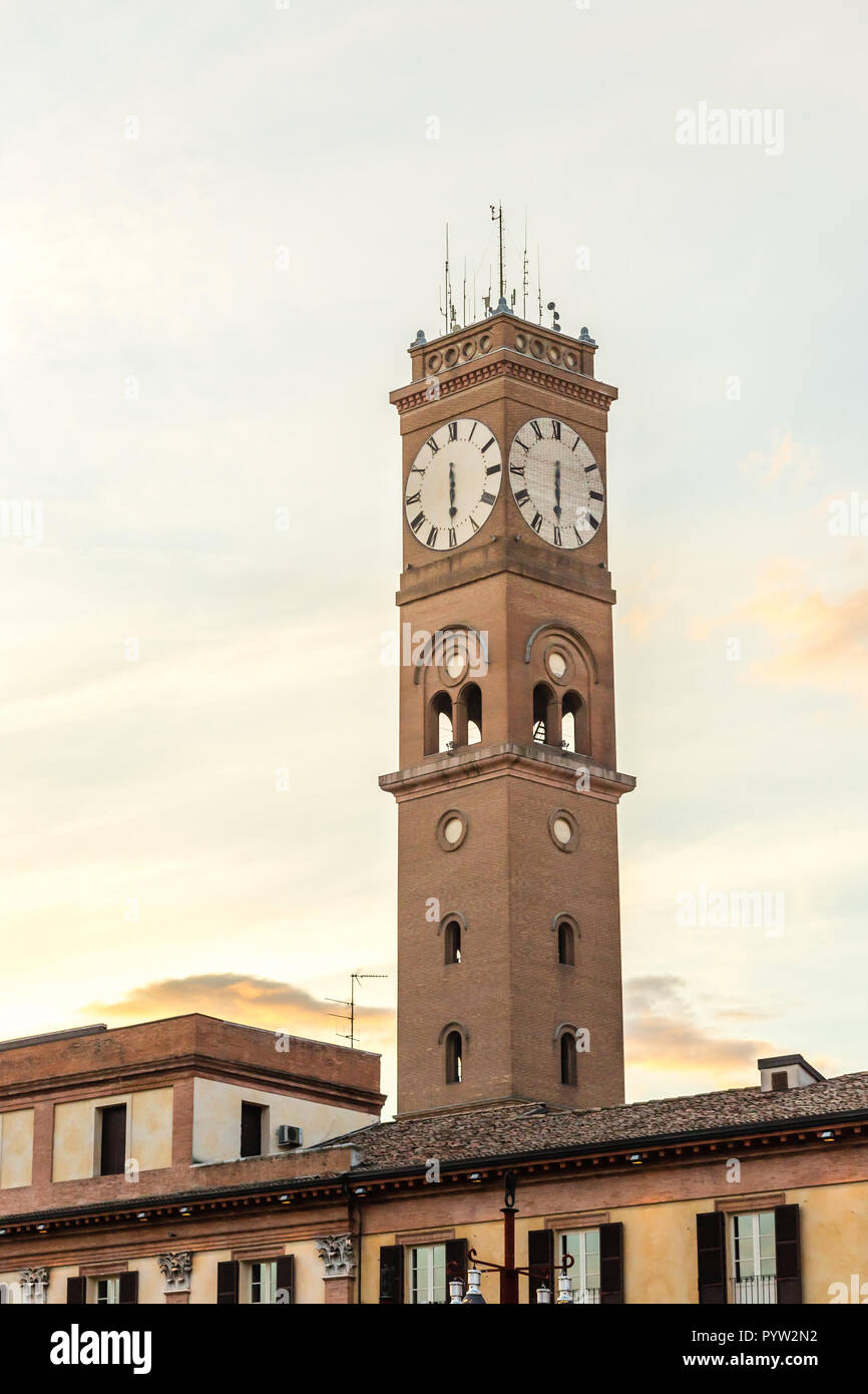 ancient clock tower on sky background Stock Photo - Alamy