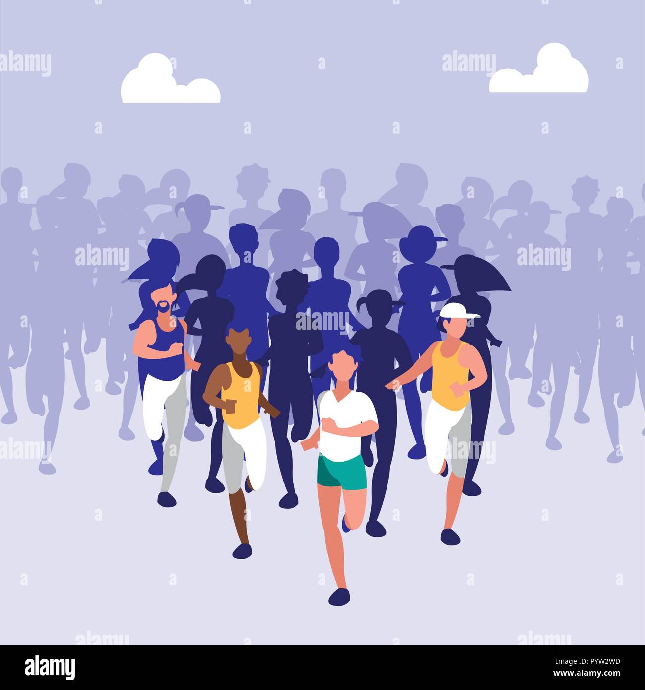 people athletics race avatar character vector illustration design Stock ...