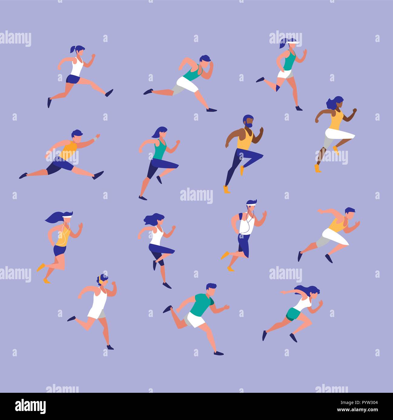 people athlete running avatar character vector illustration design ...