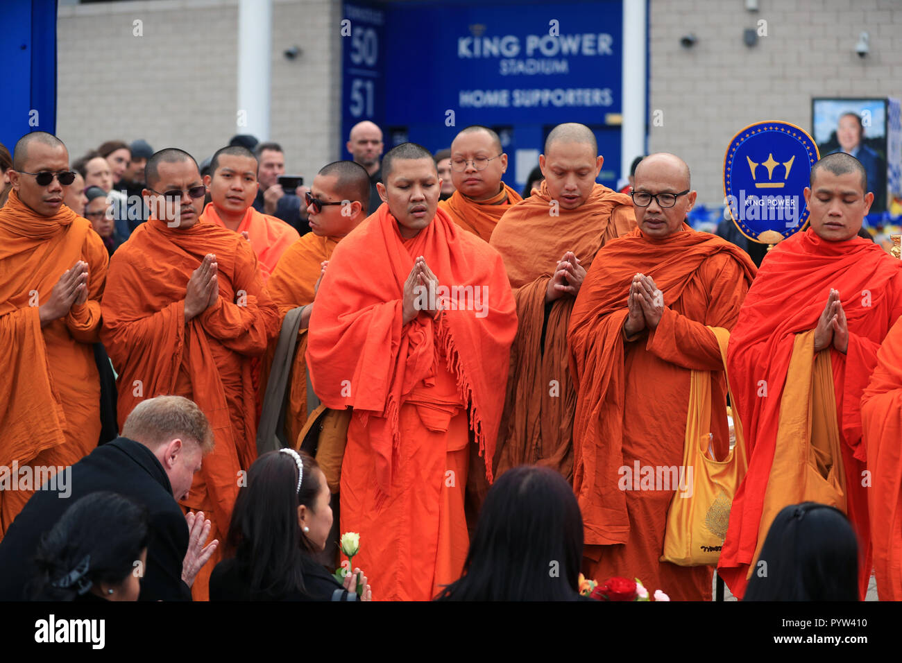 Buddhist Monks lead a service at Leicester City Football Club Stock ...