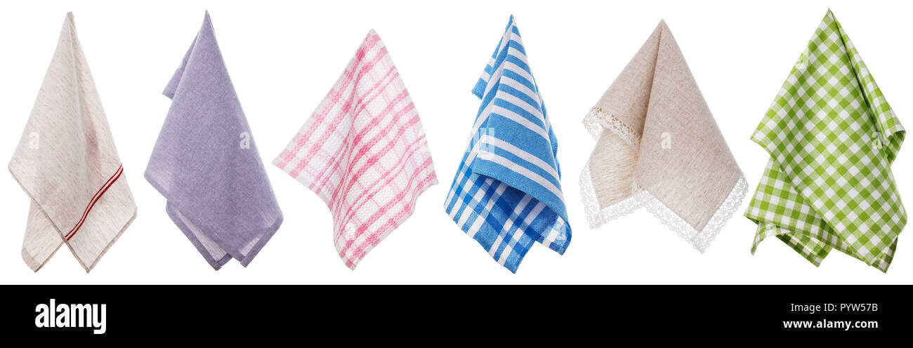 Set of different colored napkins isolated on white background Stock ...