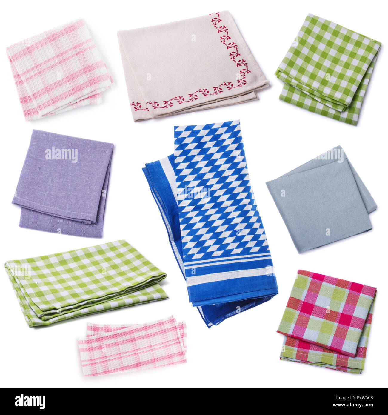 Set of various napkins isolated on white background Stock Photo - Alamy