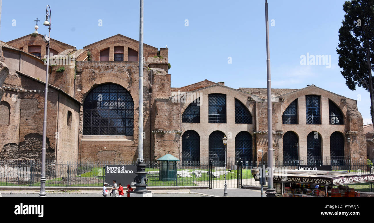 Rome, Italy. 20th May, 2018. View of the thermal baths of Diocletian ...