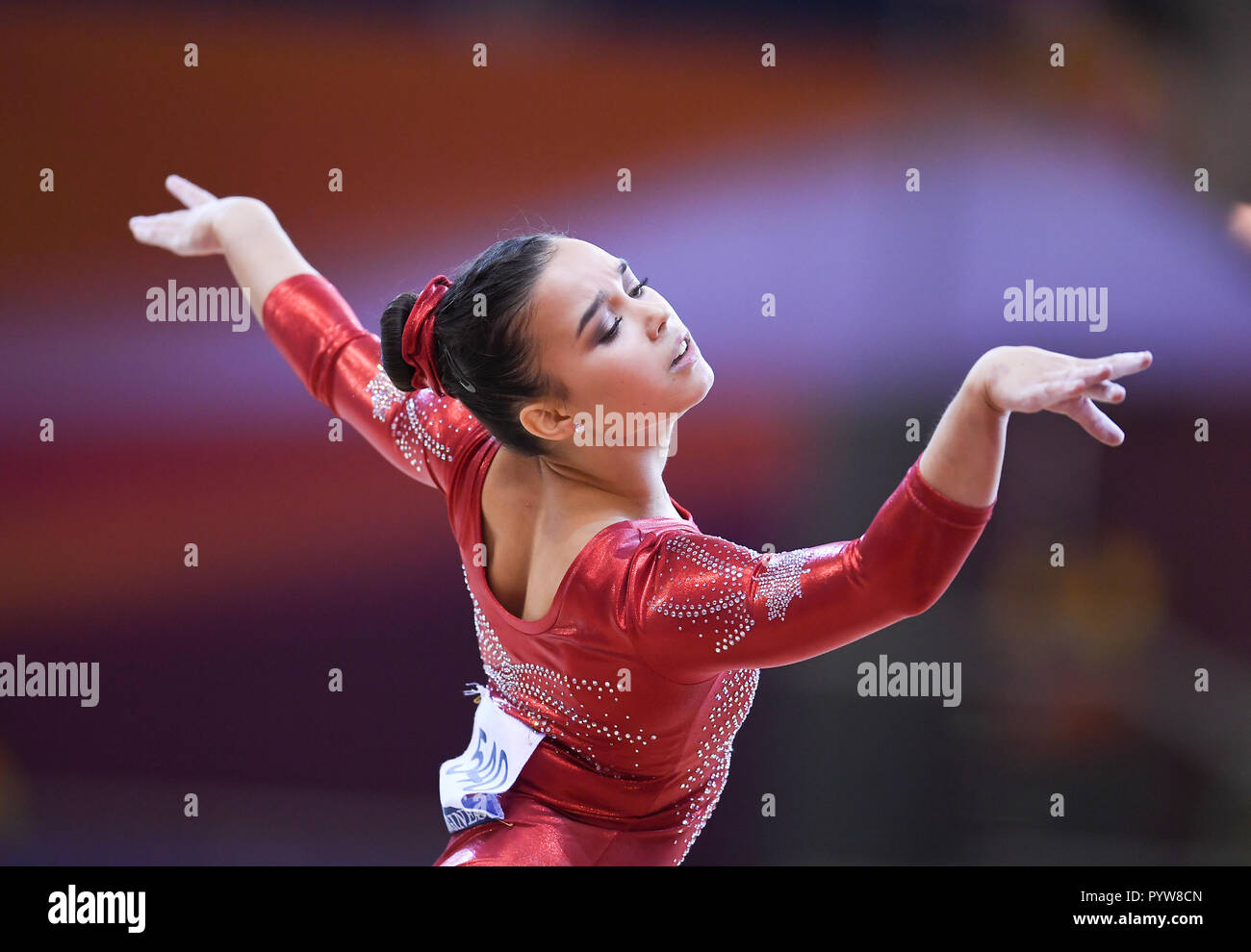Doha, Katar. 30th Oct, 2018. Brooklyn Moors (Canada) at the uneven bars ...
