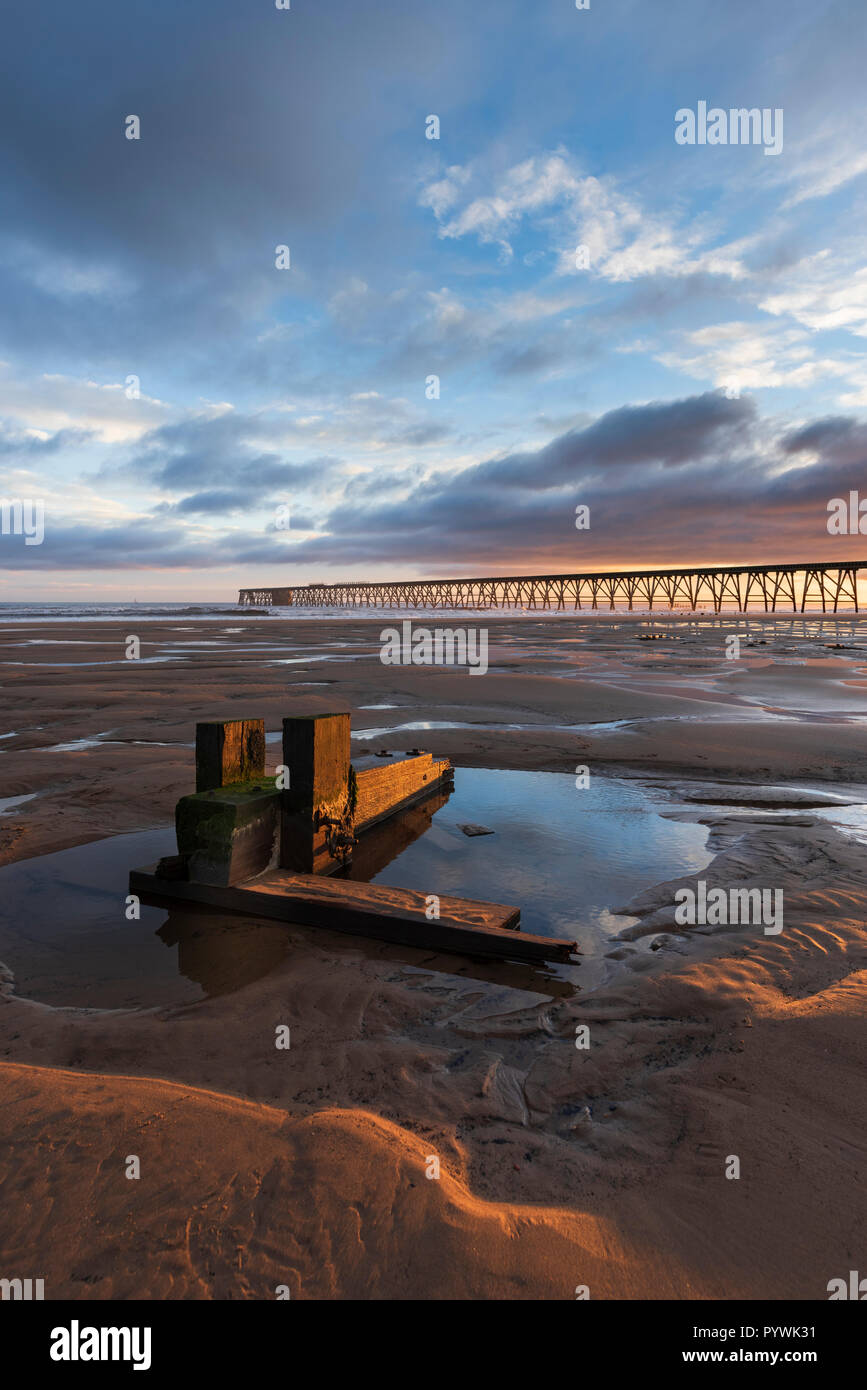 Steetley Pier and beach on the Durham coast North of Hartlepool in ...
