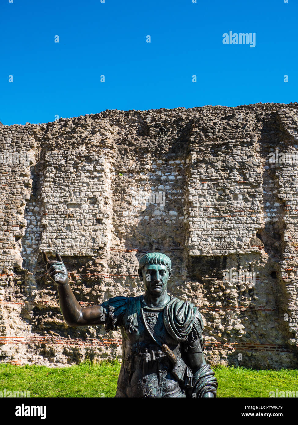 Bronze Statue of Roman Emperor Trajan London Wall, near, Tower Hill ...