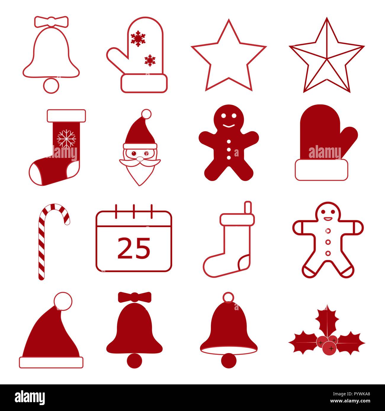 Christmas icons set. Vector illustrations. Flat design Stock Vector ...