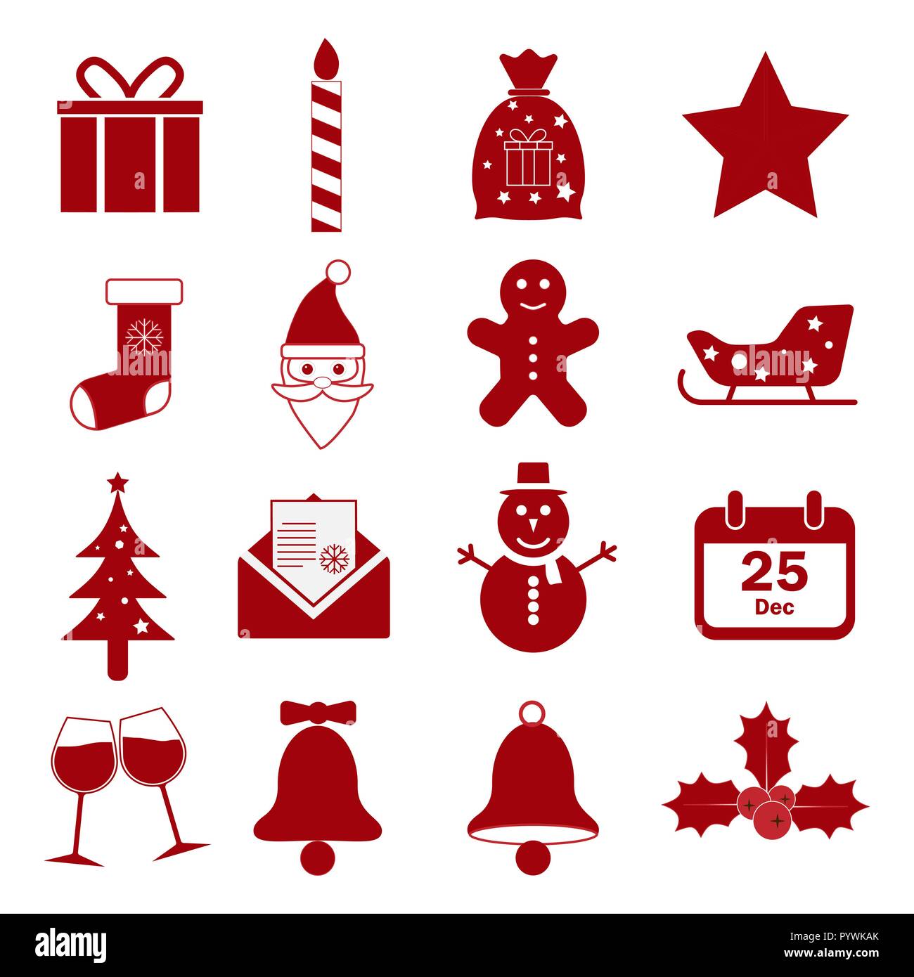 Christmas icons set. Vector illustrations. Flat design Stock Vector ...