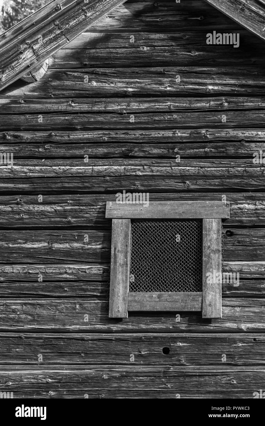 Rustic barn window in an old Swedish farm in northern Sweden Stock ...