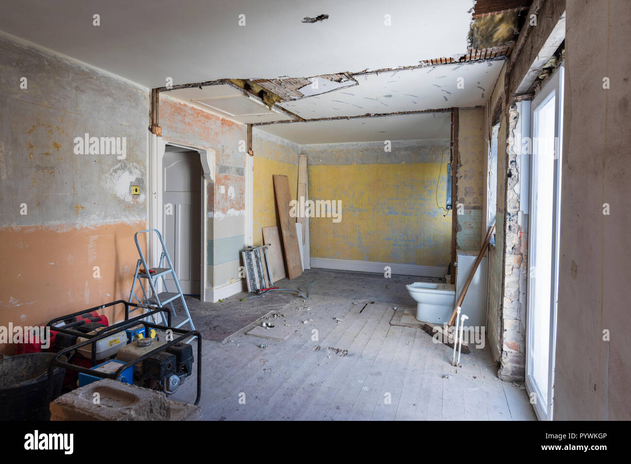 Home DIY renovation gutted empty house interior bare walls Stock Photo ...