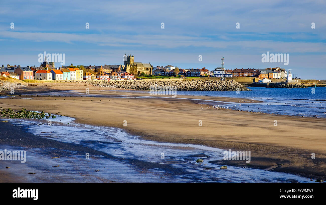 Hartlepool with view from beach to Hartlepool Headland Teesside North ...