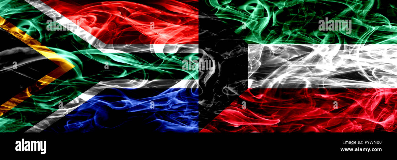 South Africa vs Kuwait, Kuwaiti smoke flags placed side by side ...