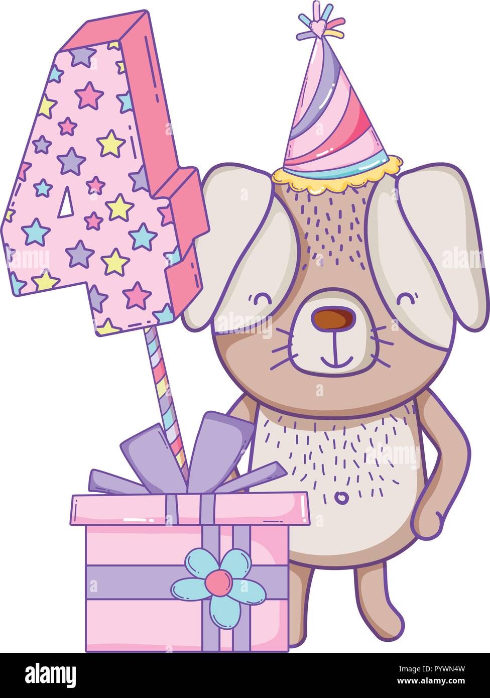 Happy birthday cute animal Stock Vector Image & Art - Alamy