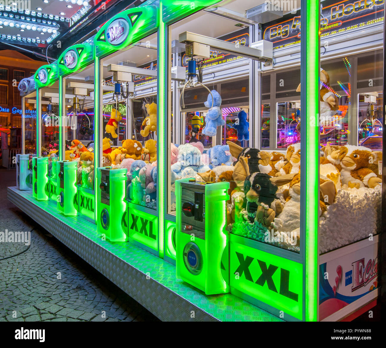 GRONINGEN, THE NETHERLANDS-MAY 5, 2015: Arcade crane vending machine ...