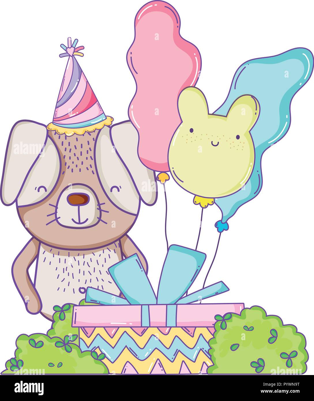 Happy birthday cute animal Stock Vector Image & Art - Alamy