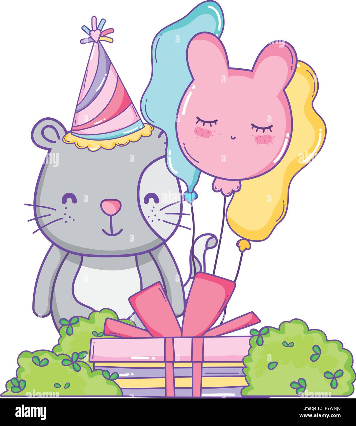 Happy birthday cute animal Stock Vector Image & Art - Alamy