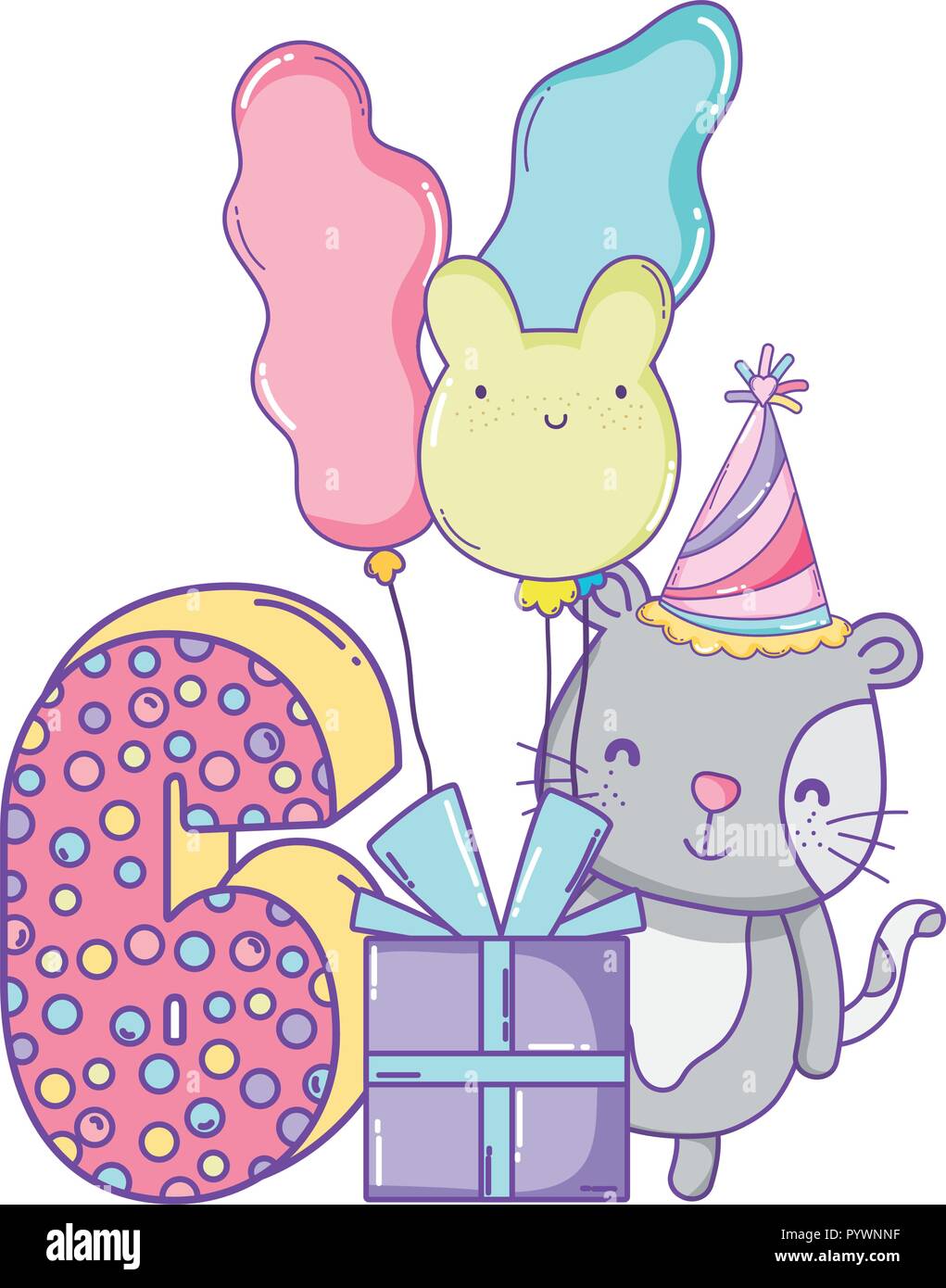Happy birthday cute animal Stock Vector Image & Art - Alamy