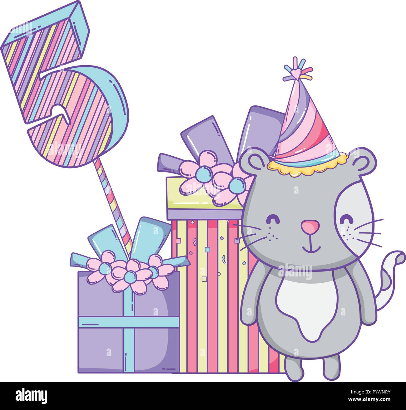 Happy birthday cute animal Stock Vector Image & Art - Alamy