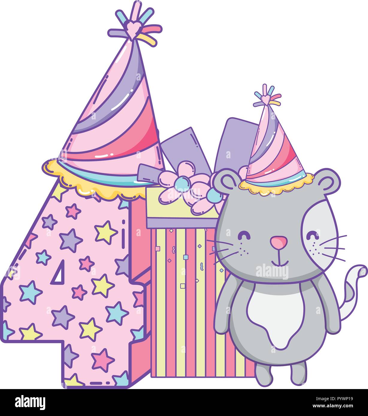 Happy birthday cute animal Stock Vector Image & Art - Alamy