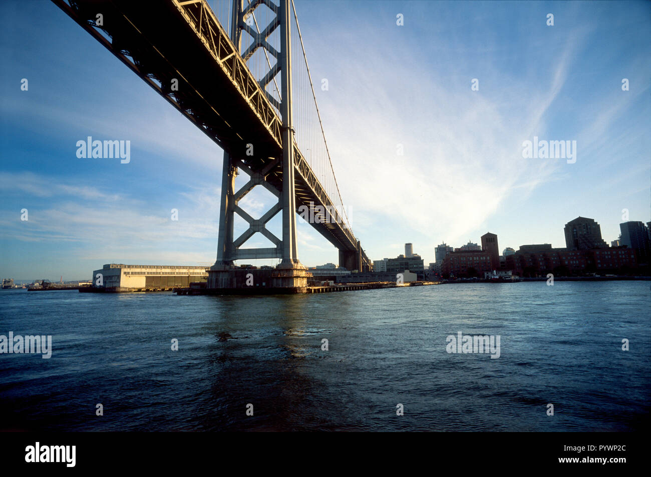 San Francisco waterfront from under Bay Bridge Stock Photo - Alamy