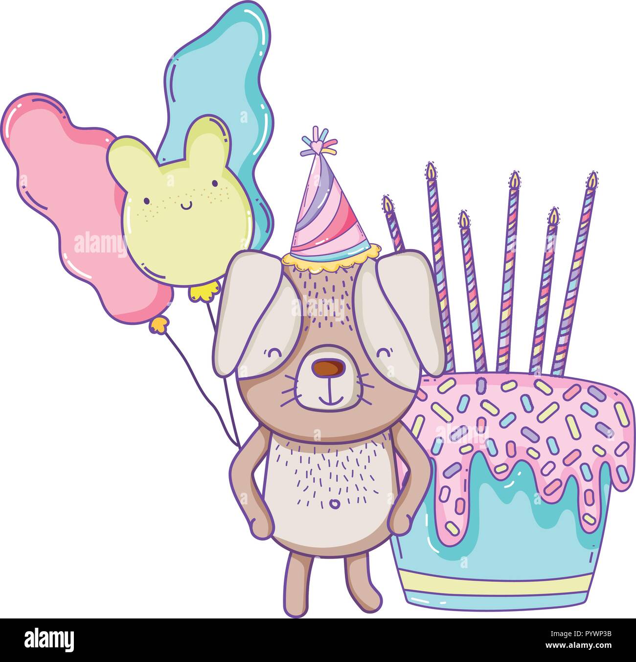 Happy birthday cute animal Stock Vector Image & Art - Alamy