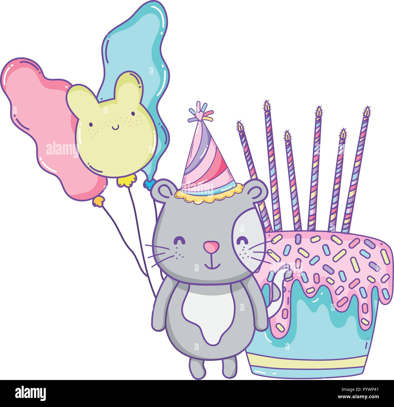Happy birthday cute animal Stock Vector Image & Art - Alamy