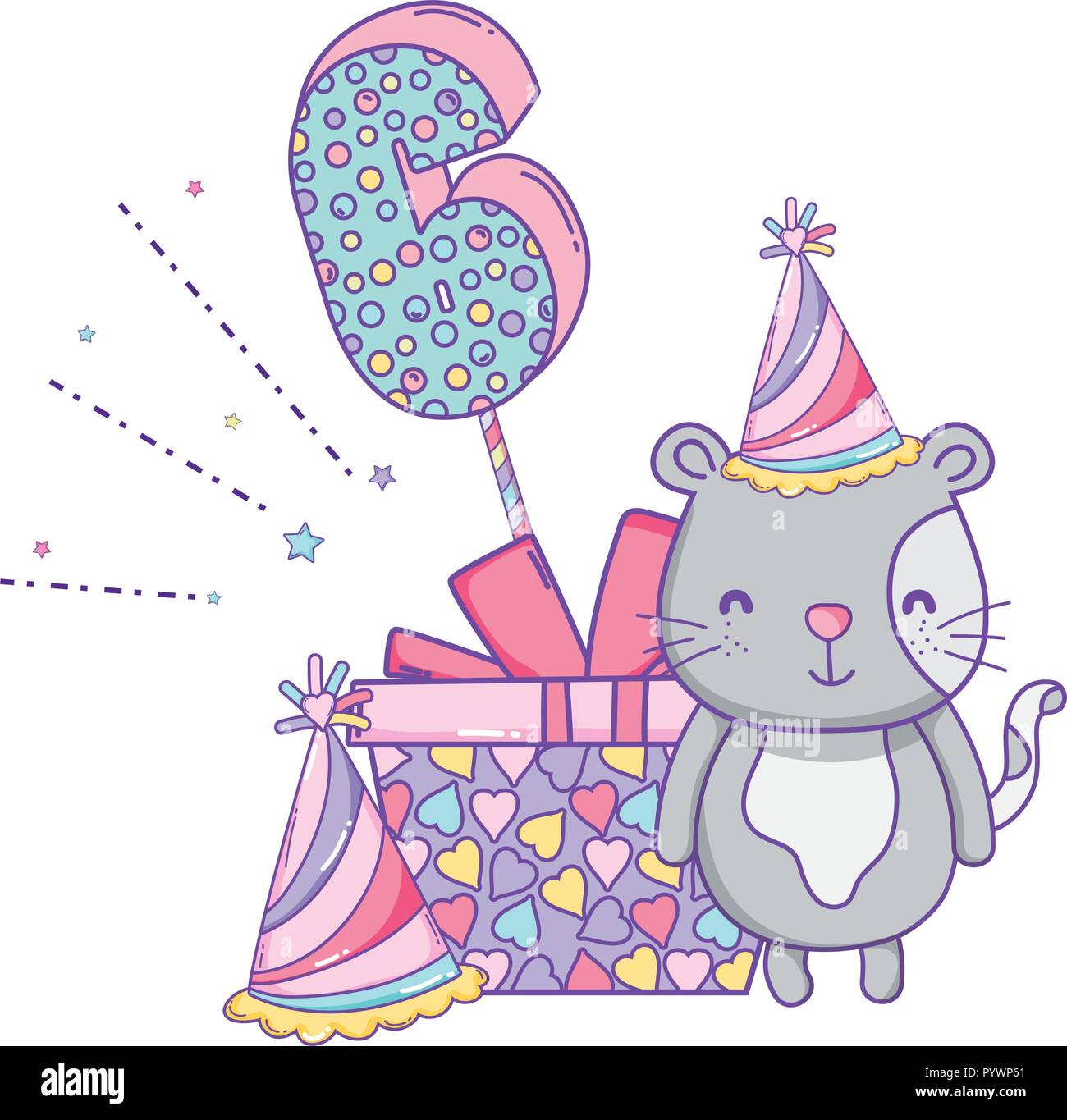 Happy birthday cute animal Stock Vector Image & Art - Alamy