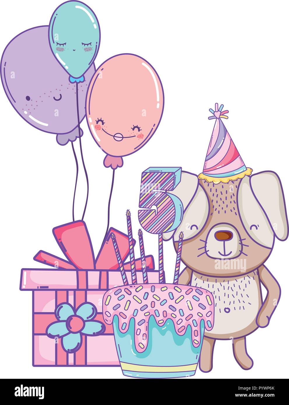 Happy birthday cute animal Stock Vector Image & Art - Alamy