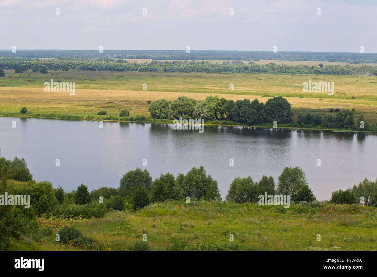 View of the Oka River near the village of Konstantinovo, Ryazan Region ...
