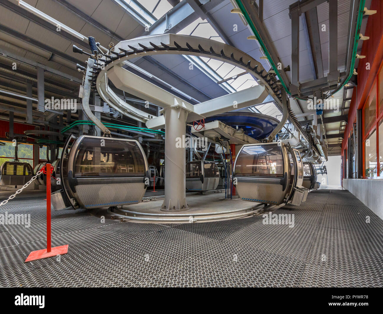 Cable car station interior in Alps ski resort skiing area Stock Photo ...