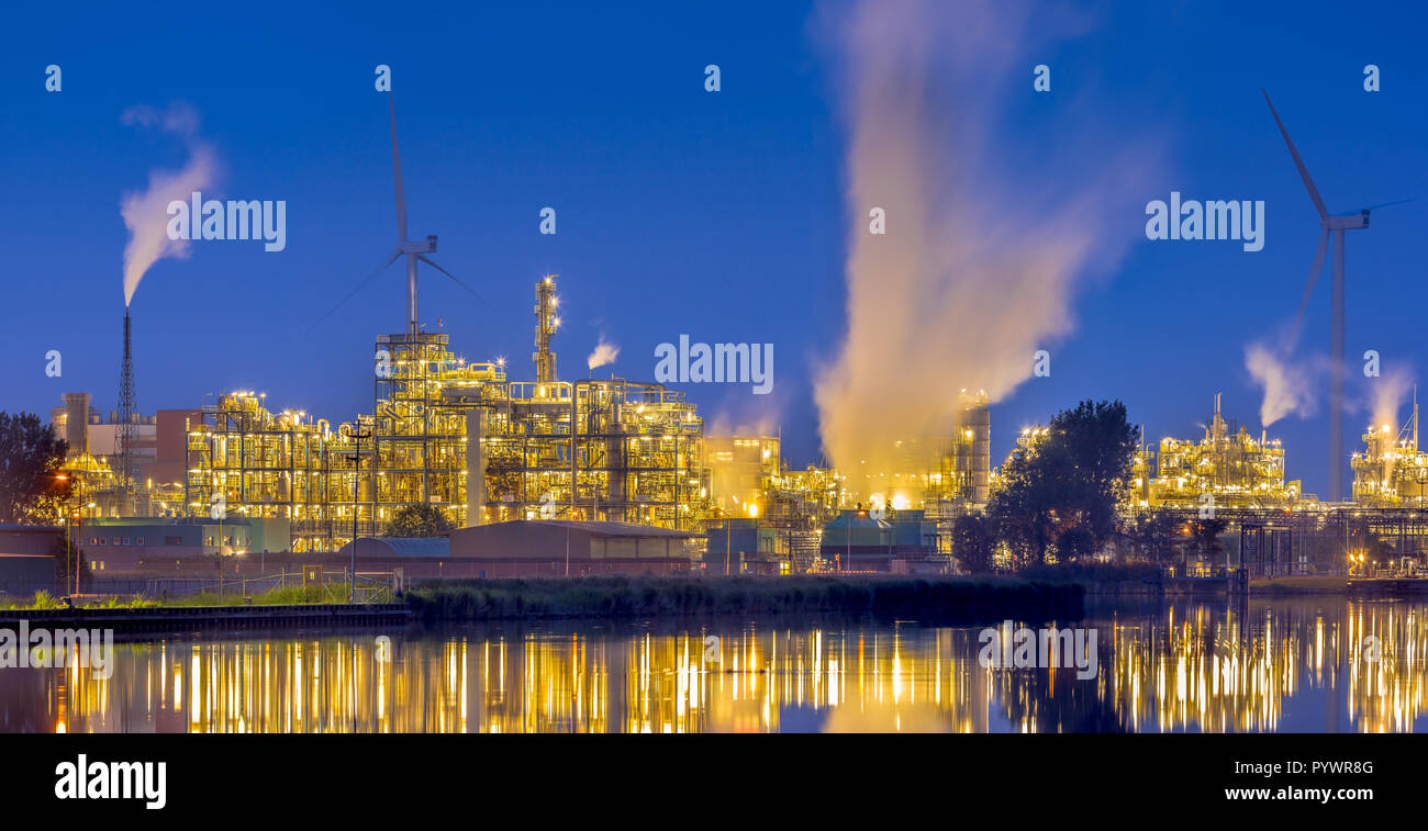 Panorama of Heavy Chemical industrial area in twilight Stock Photo - Alamy