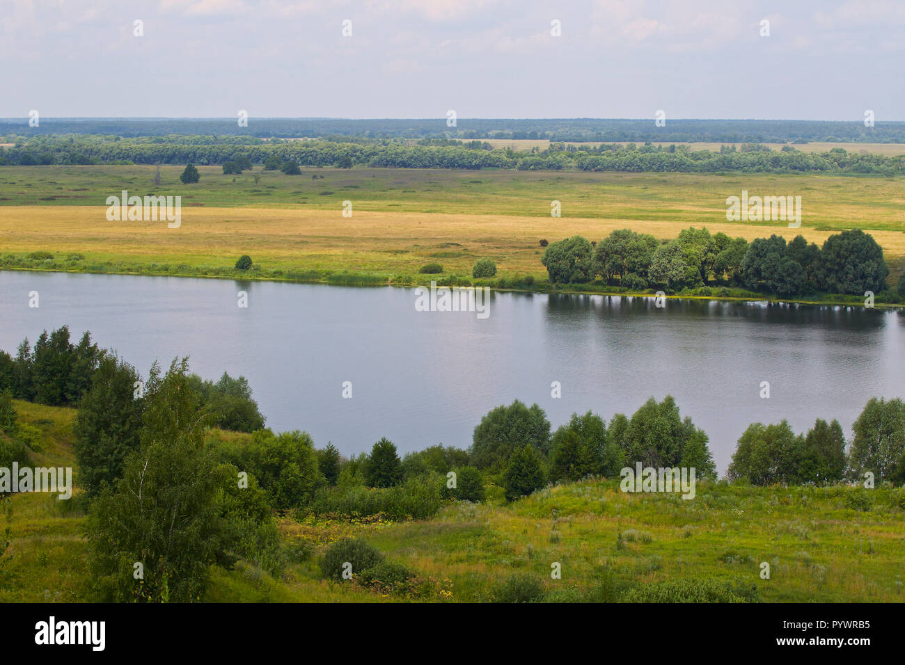 View of the Oka River near the village of Konstantinovo, Ryazan Region ...