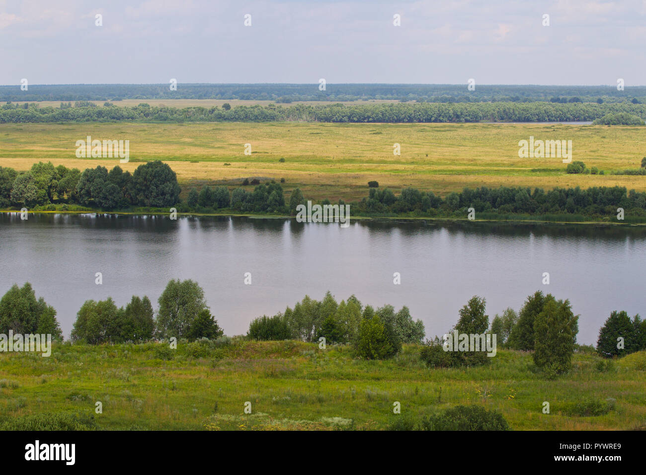 View of the Oka River near the village of Konstantinovo, Ryazan Region ...