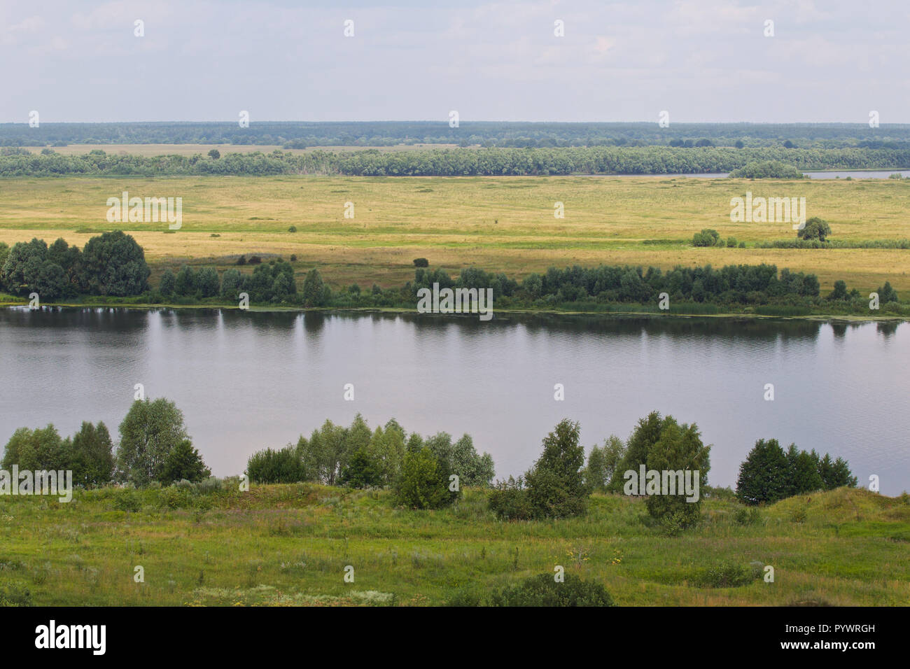 View of the Oka River near the village of Konstantinovo, Ryazan Region ...
