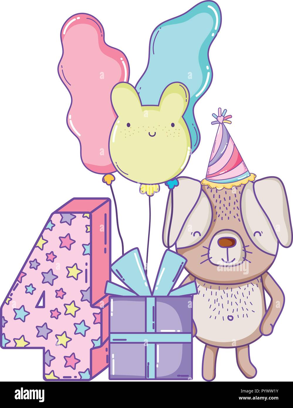 Happy birthday cute animal Stock Vector Image & Art - Alamy