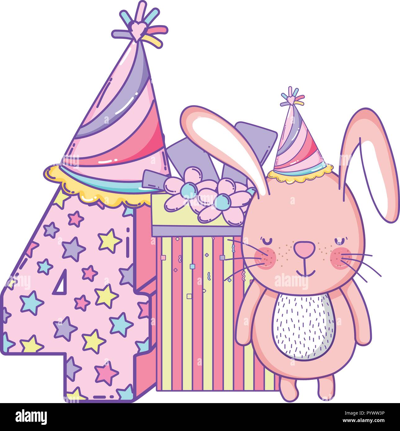 Happy birthday cute animal Stock Vector Image & Art - Alamy