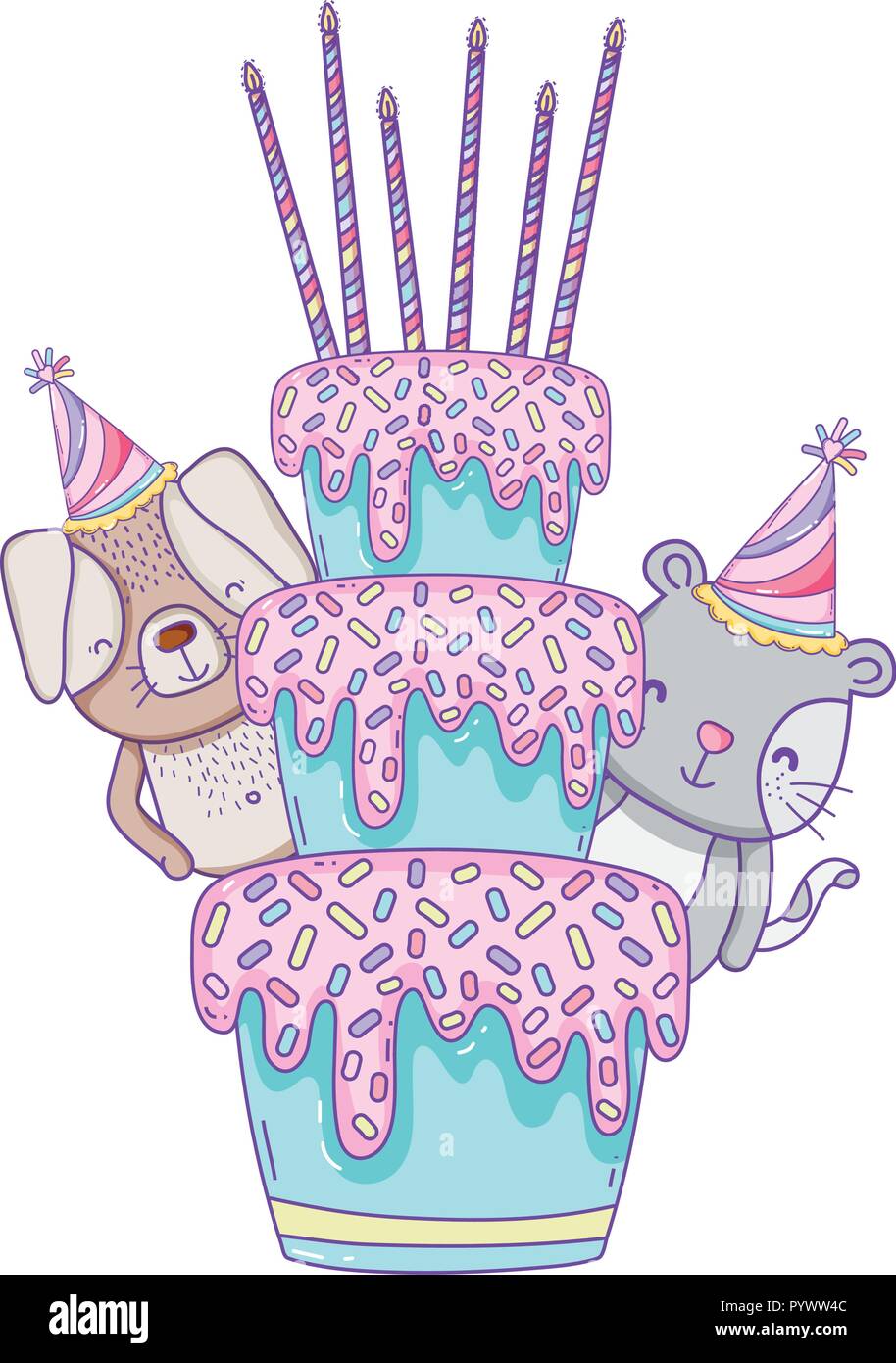 Happy birthday cute animal Stock Vector Image & Art - Alamy