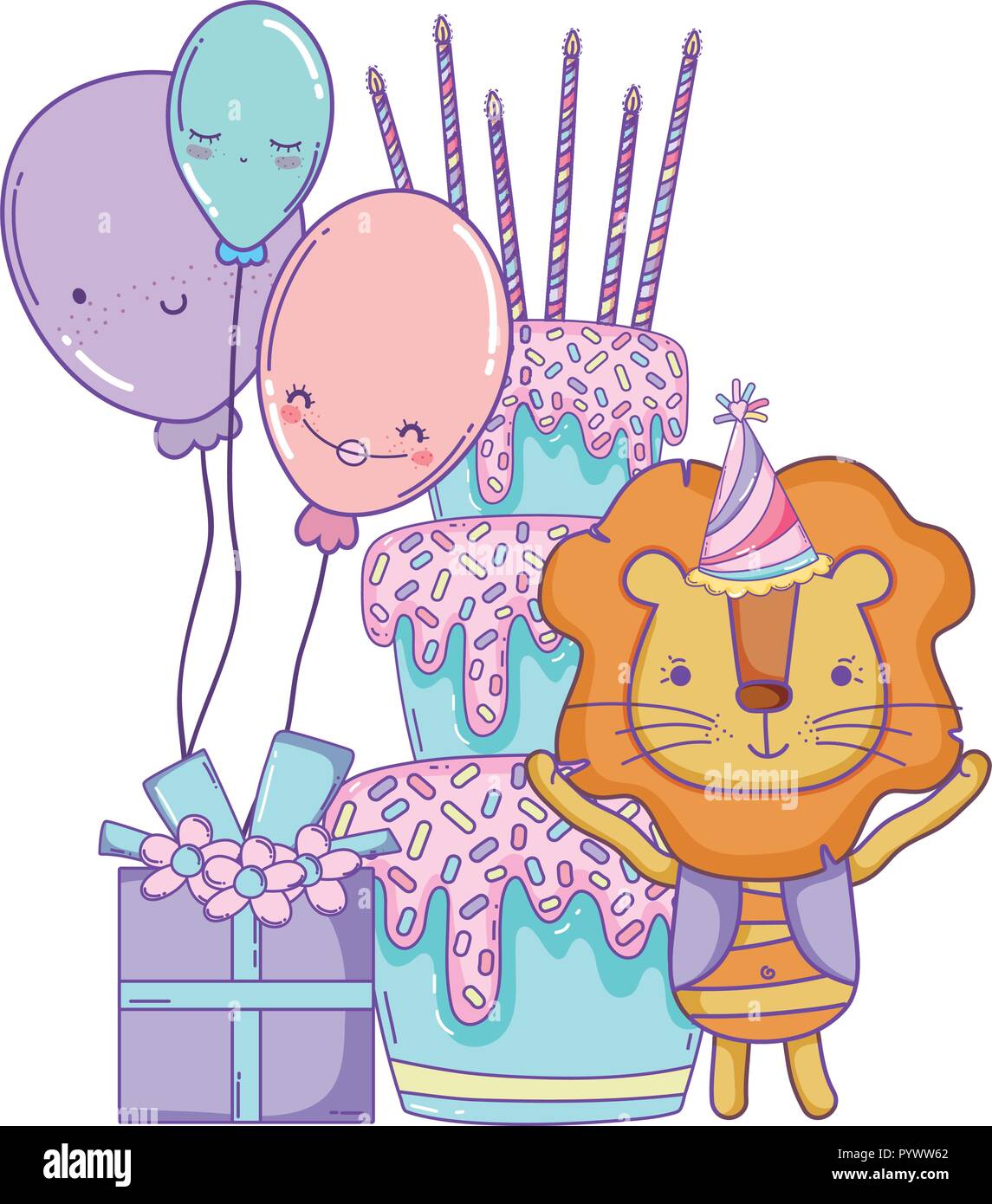 Happy birthday cute animal Stock Vector Image & Art - Alamy