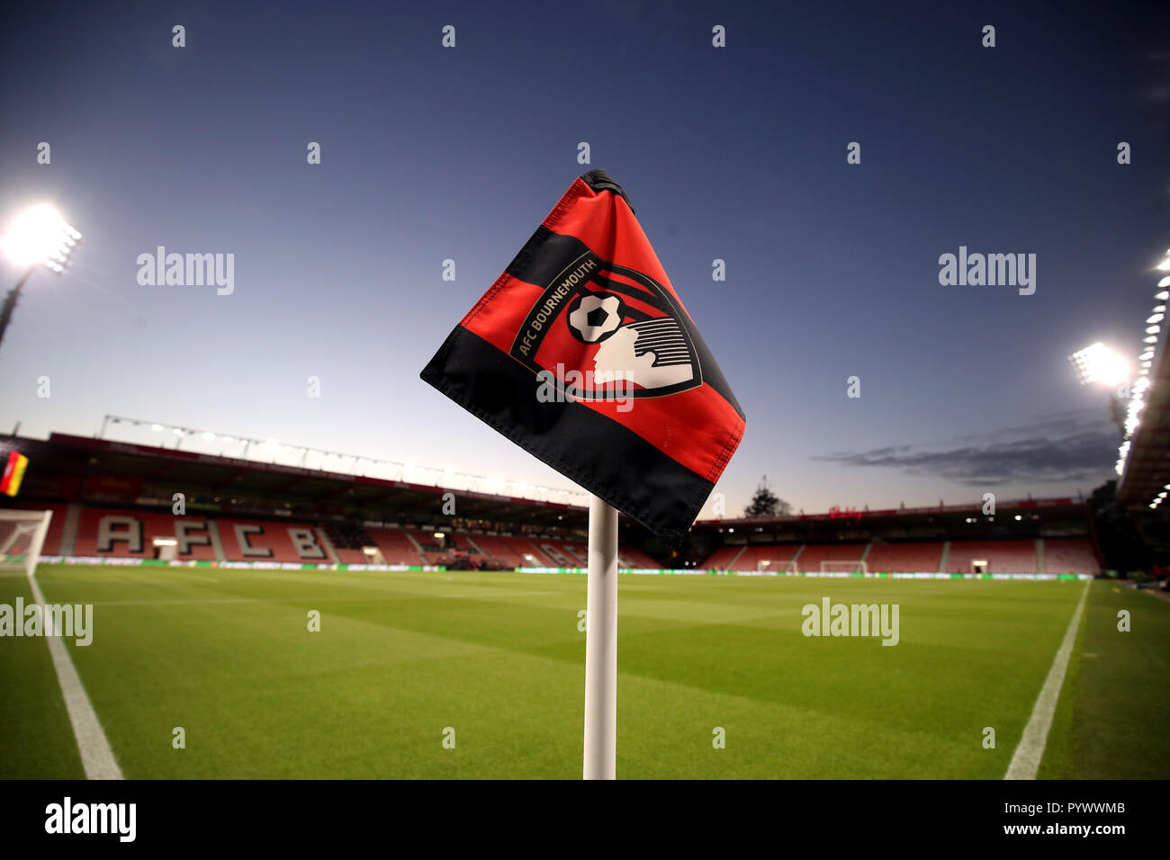 General view of a AFC Bournemouth branded corner flag before the ...