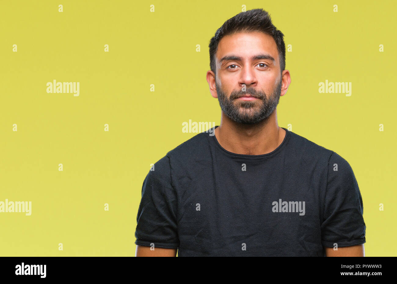 Adult hispanic man over isolated background with serious expression on ...