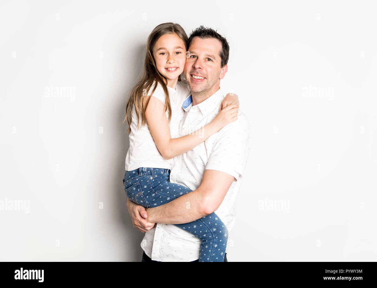 Girl with his father, isolated on white background Stock Photo - Alamy