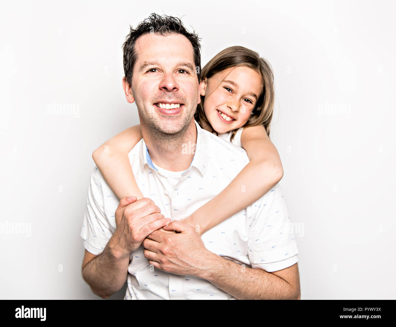Girl with his father, isolated on white background Stock Photo - Alamy