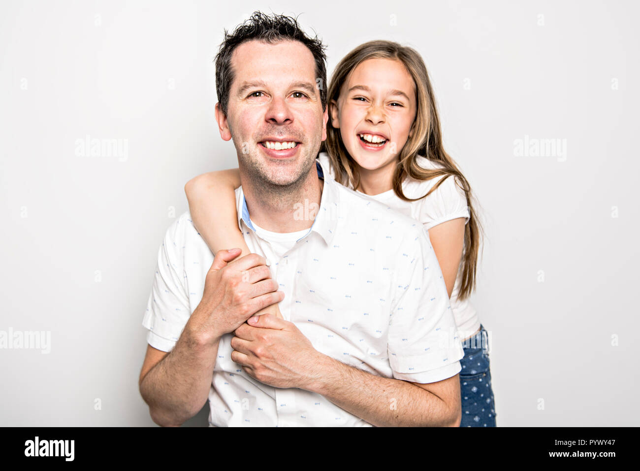 Girl with his father, isolated on white background Stock Photo - Alamy