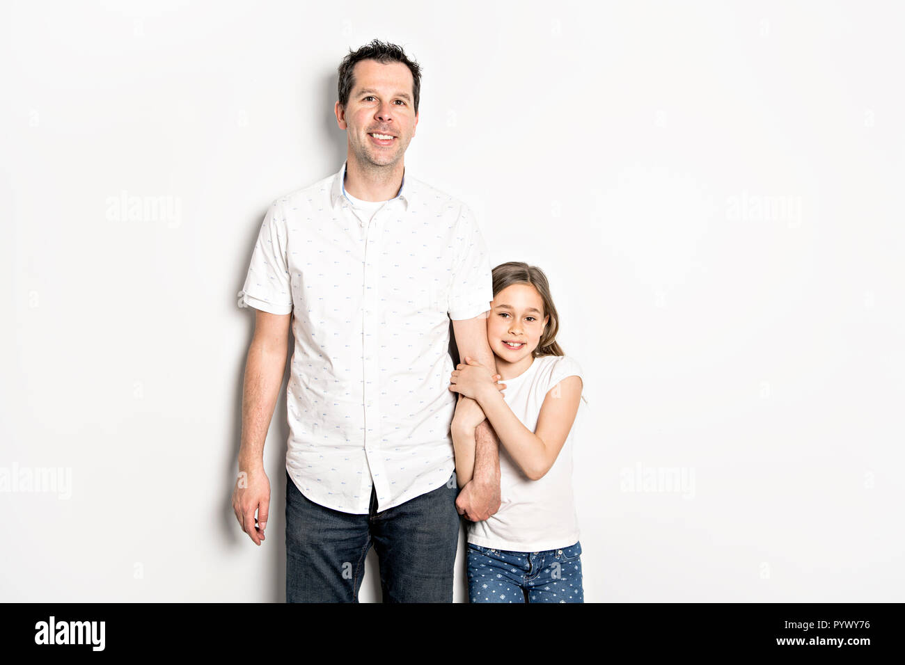 Girl with his father, isolated on white background Stock Photo - Alamy